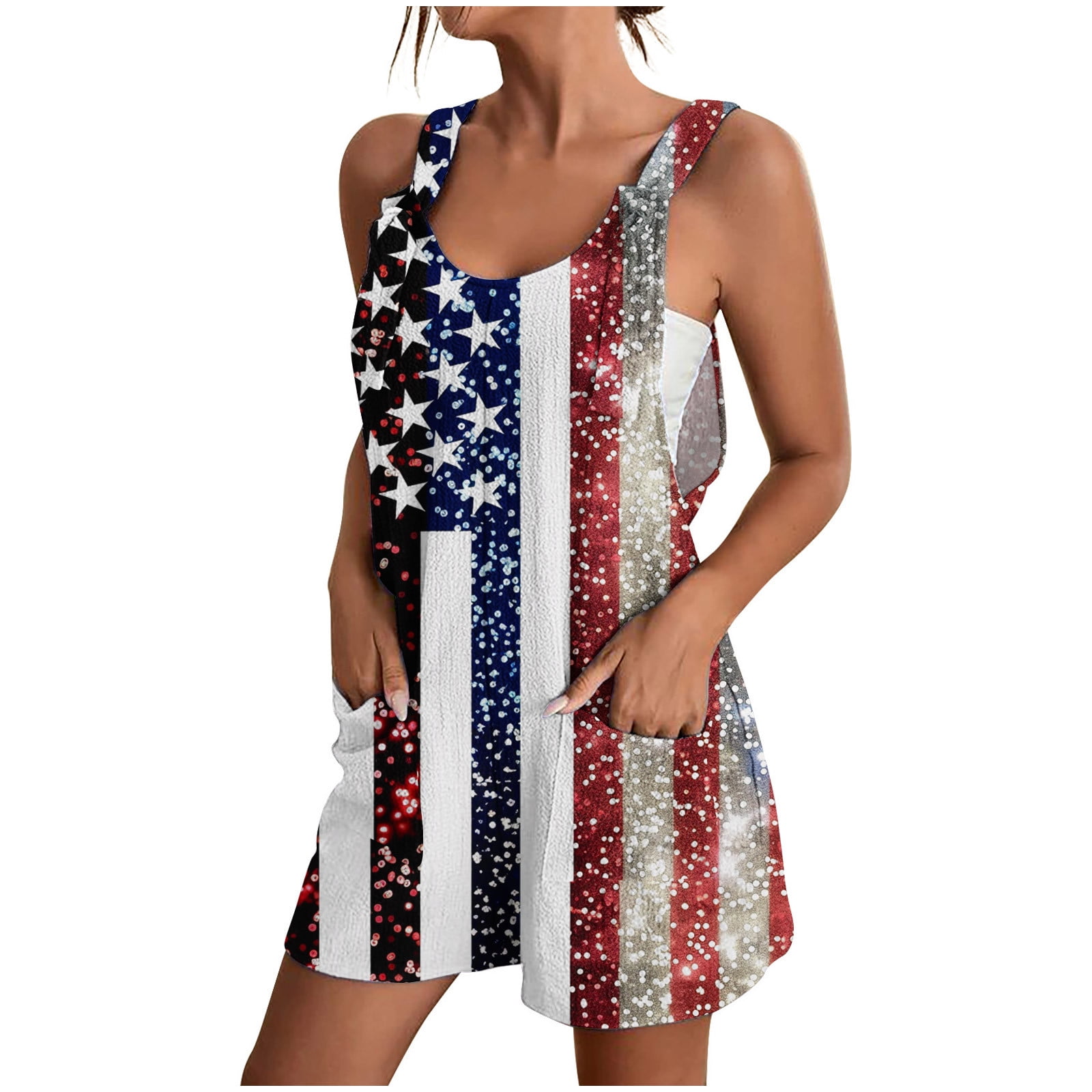 4th of July Women Linen Jumpsuits Celebrate Freedom Rompers Wide Leg ...
