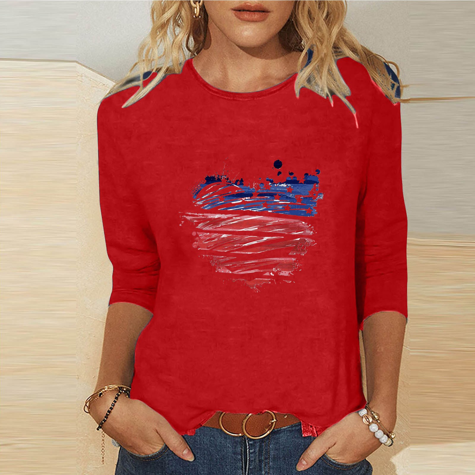4th of July Women Shirts Red White and Blue Blouses for Women Patriotic ...