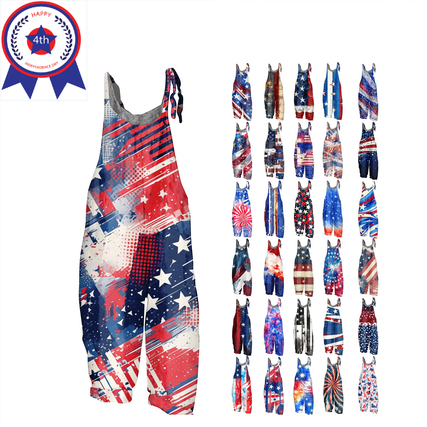 4th of July Women's Romper – USA Women's Jumpsuit, Patriotic Apparel ...