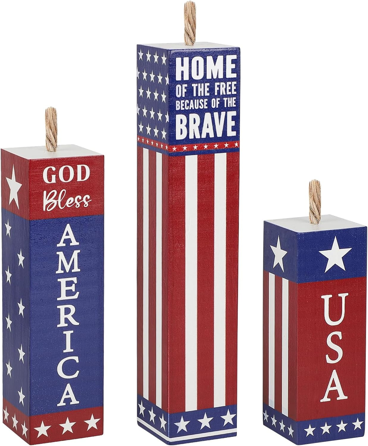 4th of July Wood Firecracker Decorations Sign Patriotic Independence ...