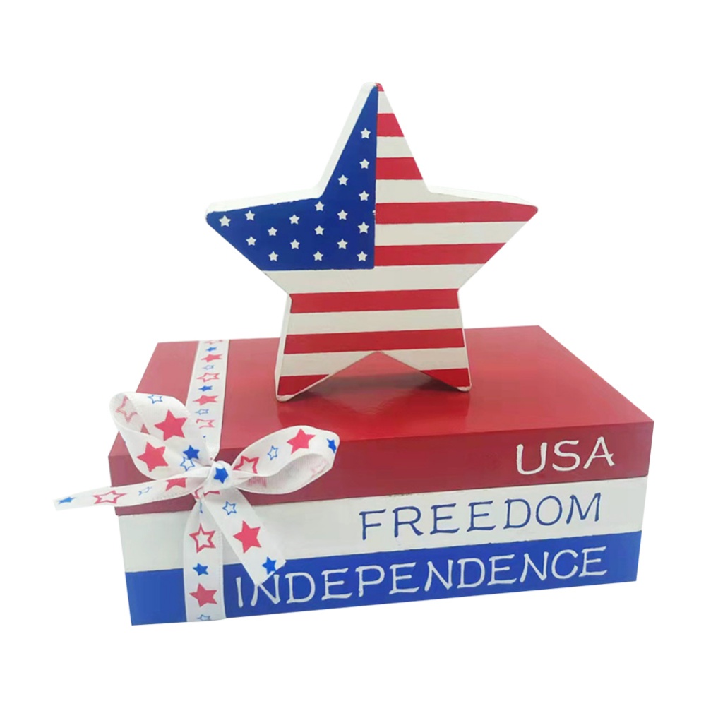 4th of July Wood Star Decoration USA Freedom and Independence Sign ...