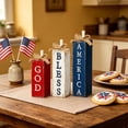 4th of July Wooden Candle Holders - Red White Blue Star Striped ...