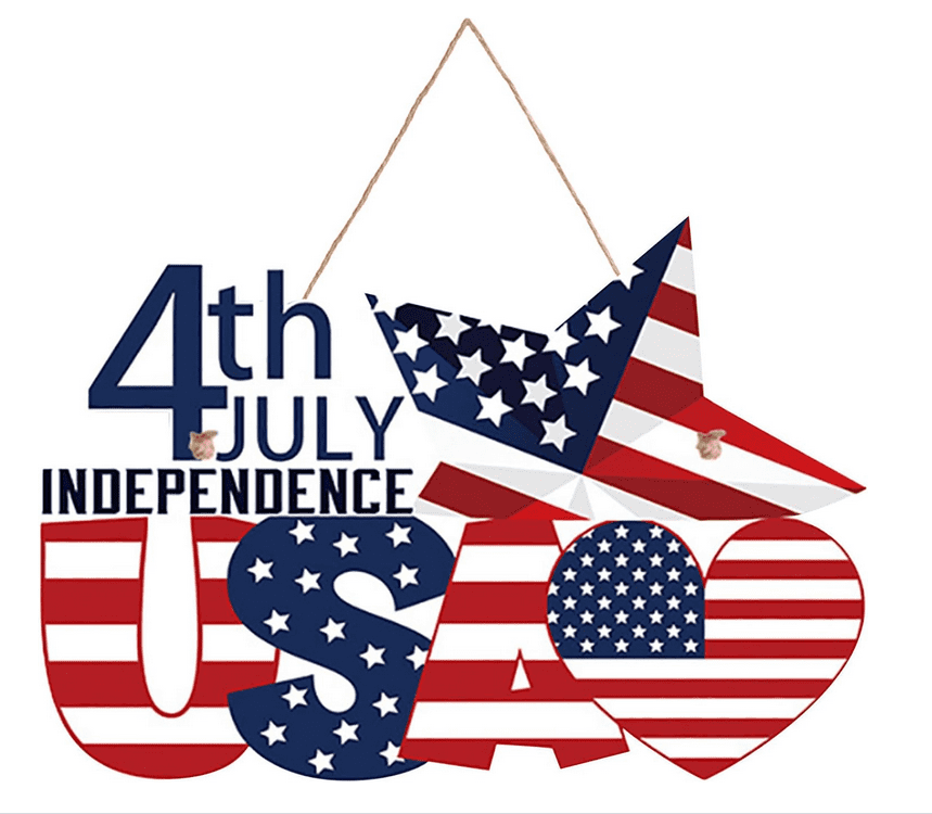 4th of July Wooden Decoration, 250th Anniversary Patriotic Hanging Door ...