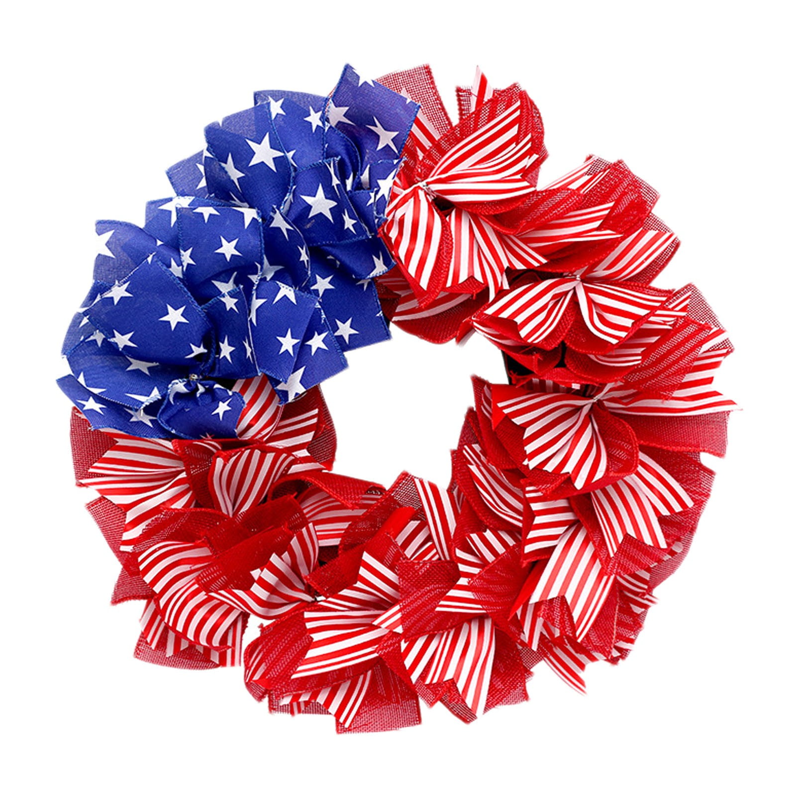 4th of July Wreath for Front Door Patriotic American Flag Burlap Wreath ...