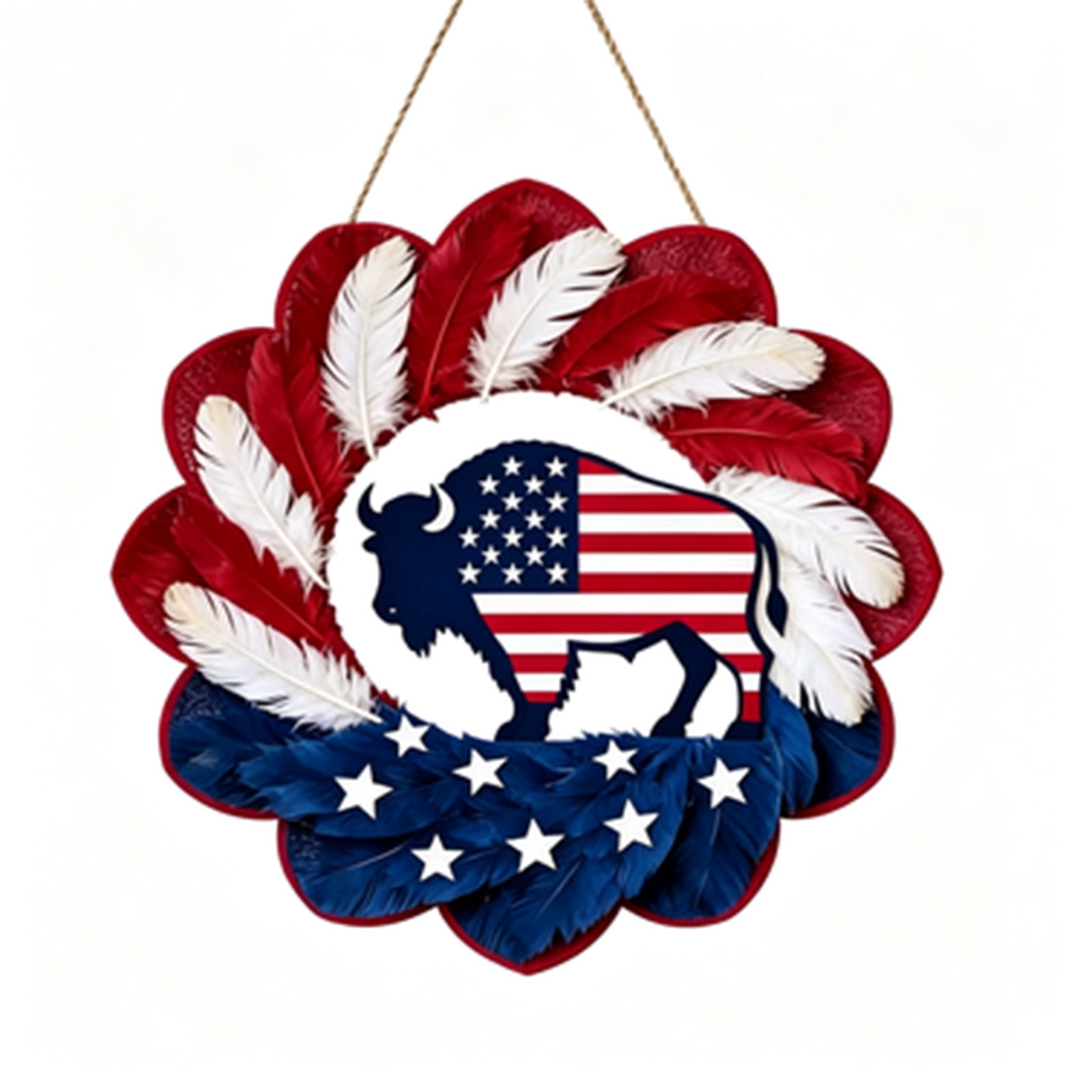 4th of July Wreath, Patriotic Sunflower Fabric Wreaths, Independence ...