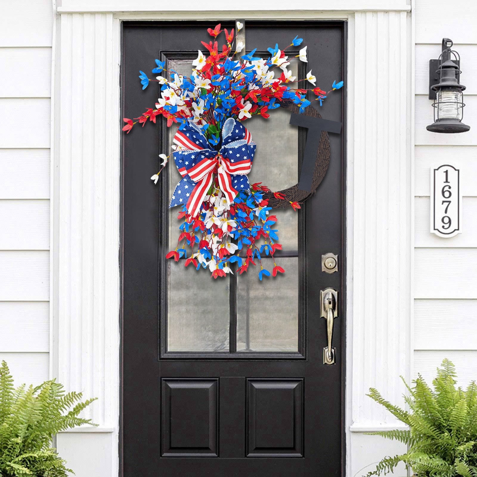 4th of July Wreath, Patriotic Wreath for Front Door, 14 Inch American ...