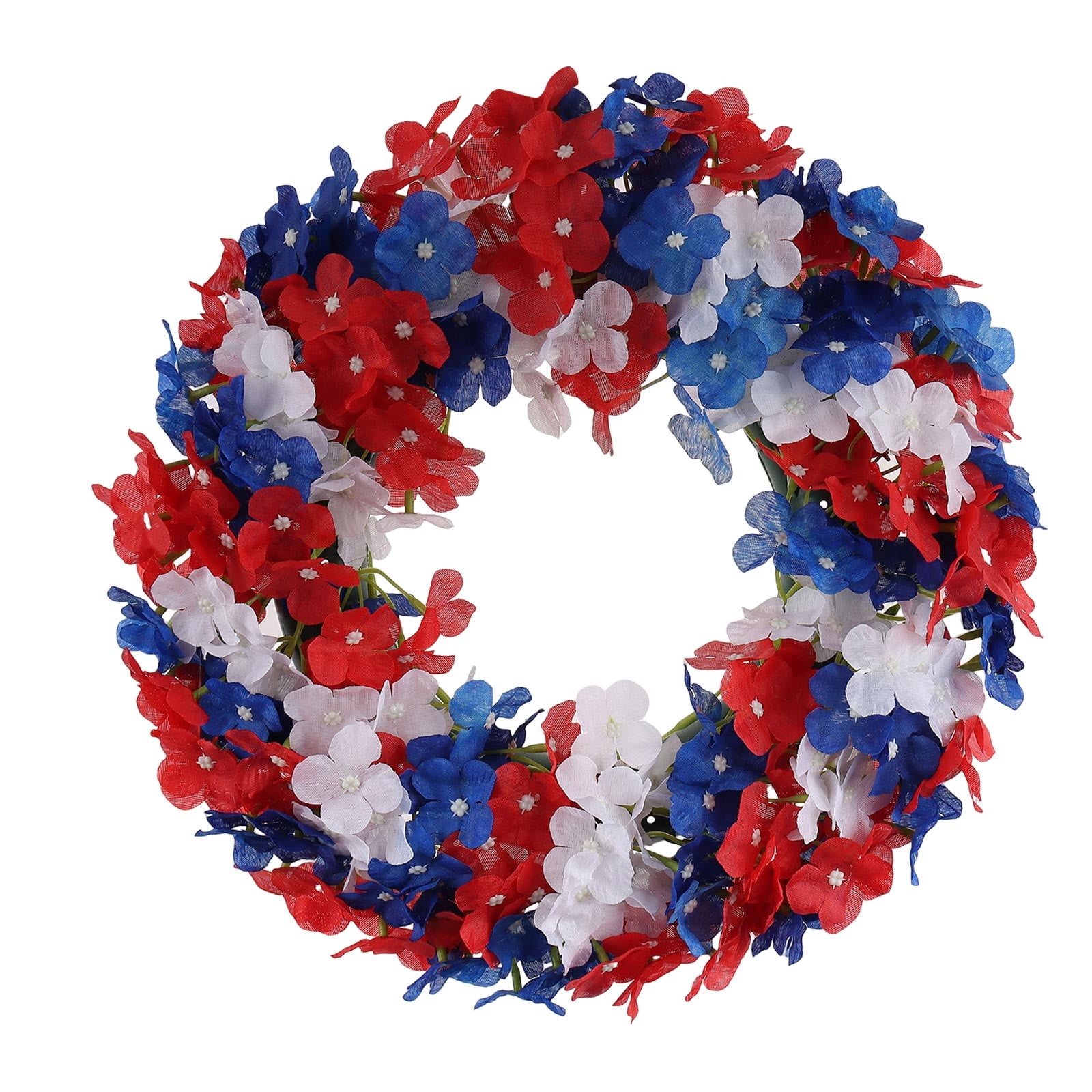 4th of July Wreath - Red White Blue Silk Hydrangea Patriotic Wreaths ...