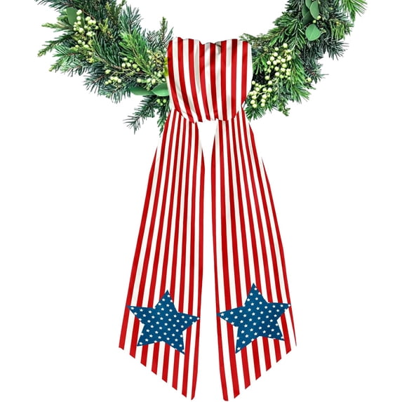 4th of July Wreath Sash for Front Door Wreath Satin Sash Embroidery ...