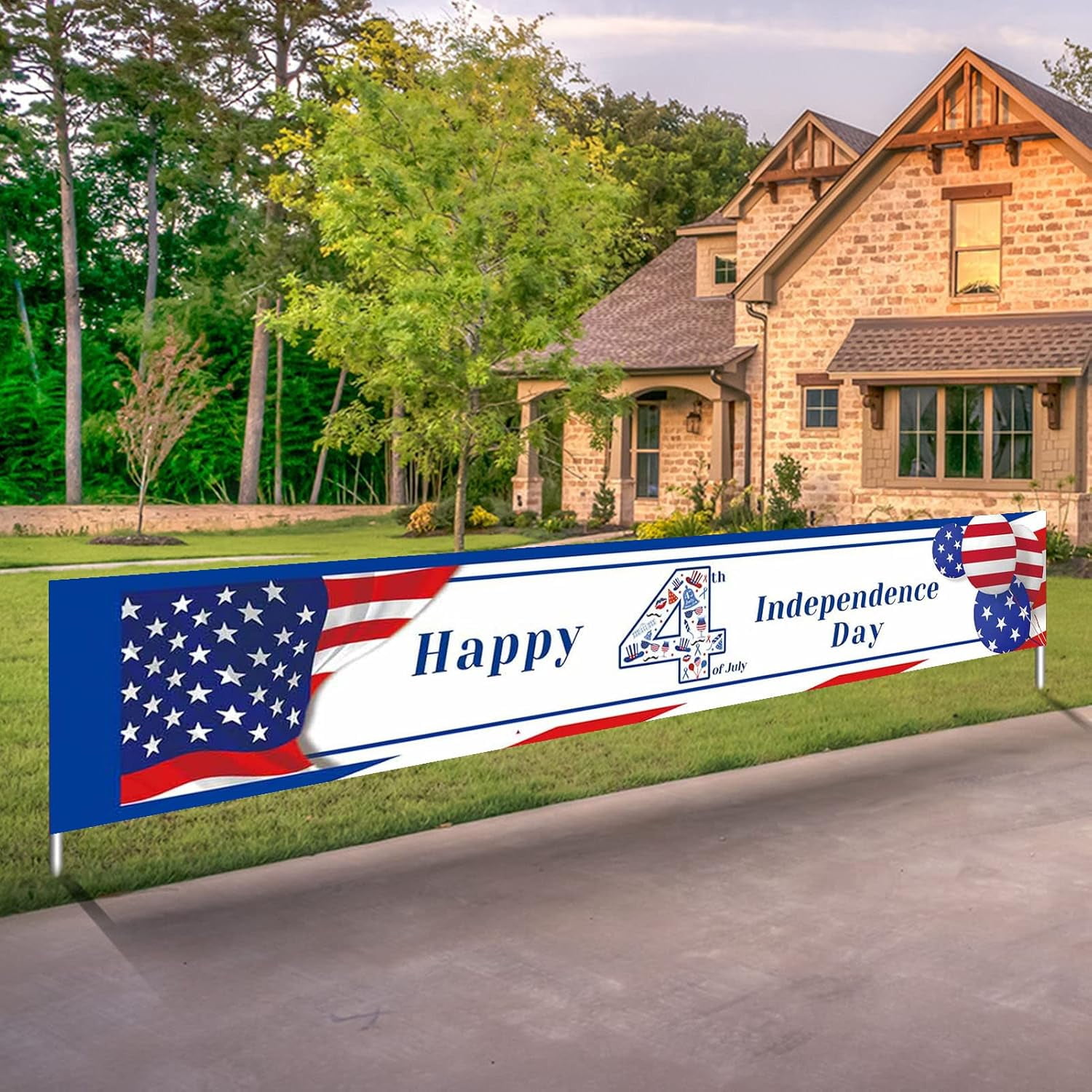 4th of July Yard Banner Decor Garden Sign 11.8 X 47.2 inch for USA ...