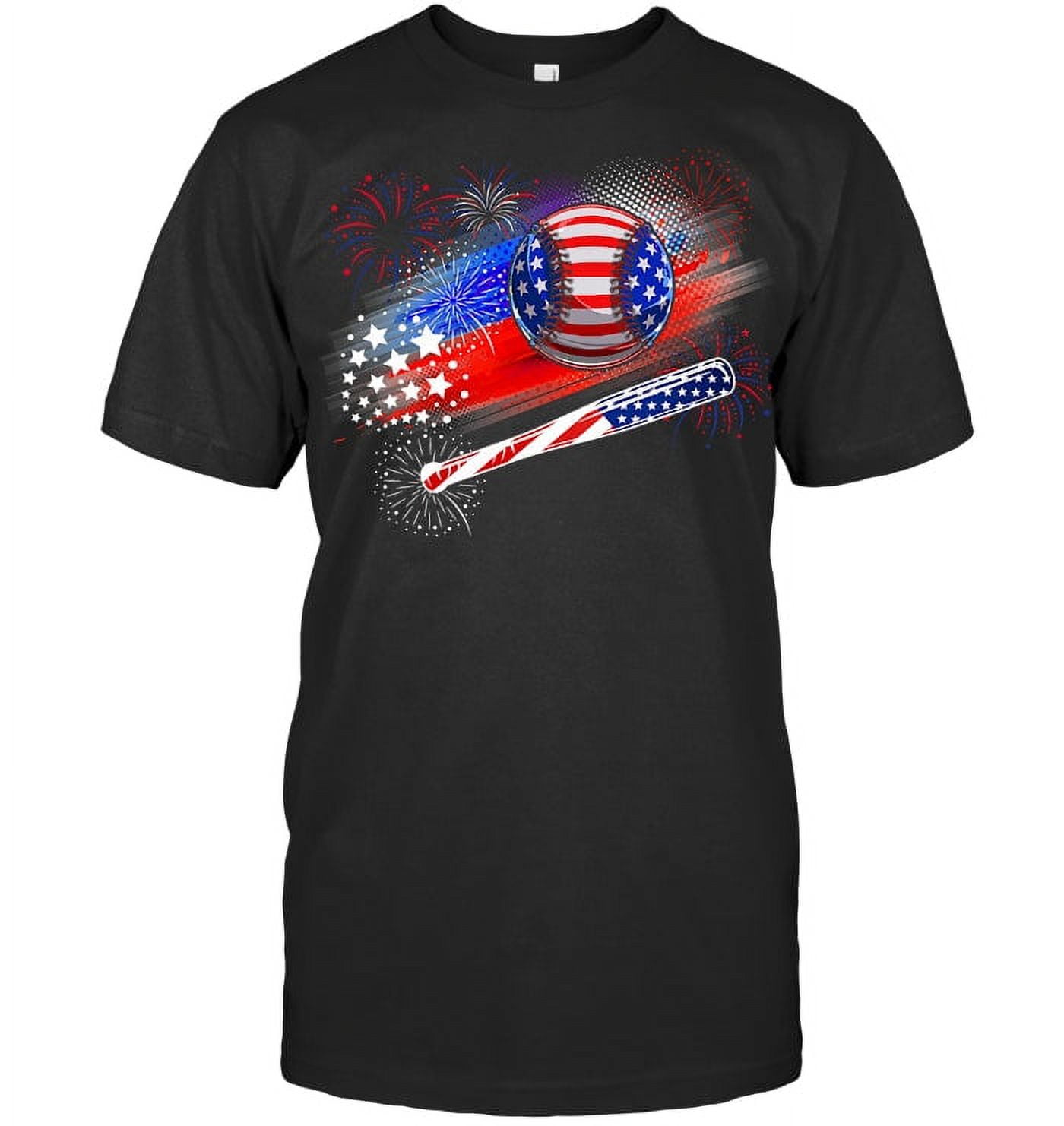 4th Of July American Flag Fireworks Baseball Softball Lover Softball T ...