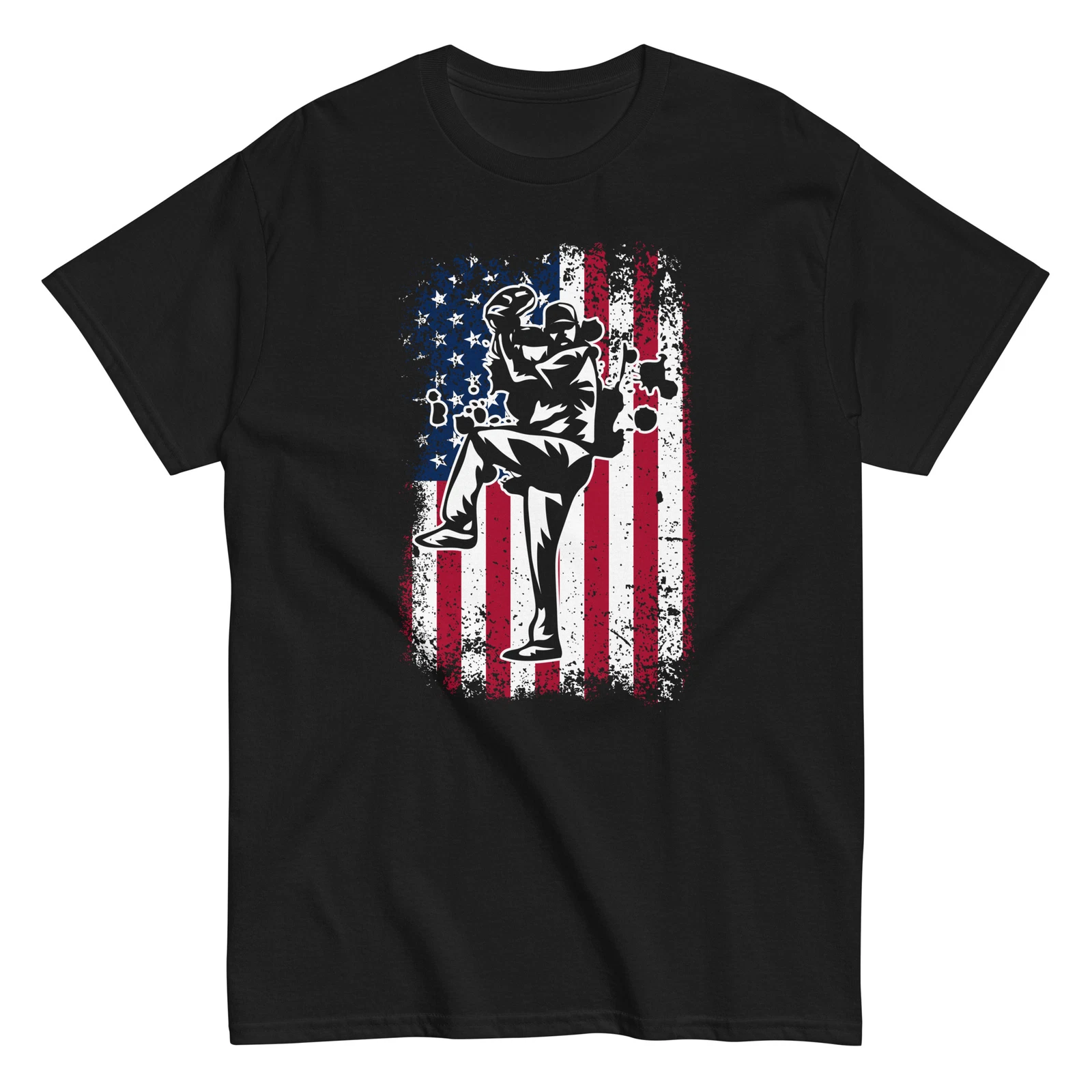 4th Of July American Flag Patriotic Baseball Catcher T-Shirt - Walmart.com