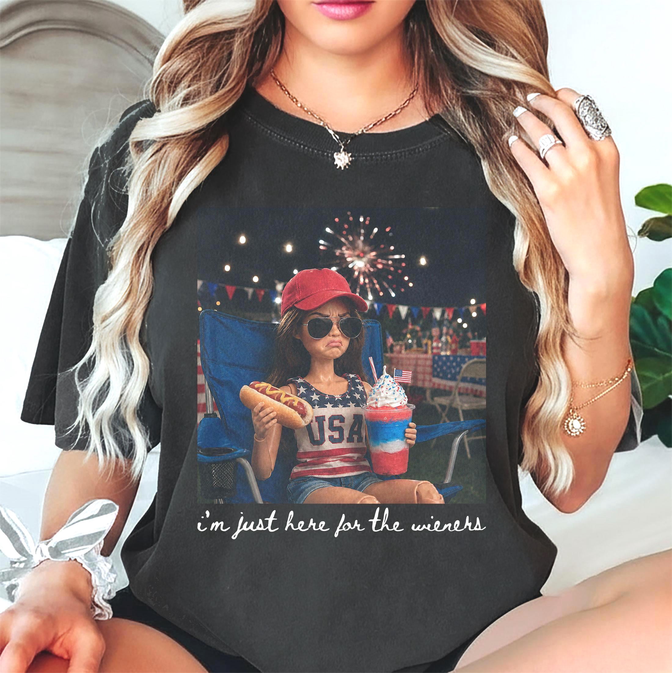 4th Of July Barbie Face Meme Shirt Funny Doll Just Here For The Wieners ...