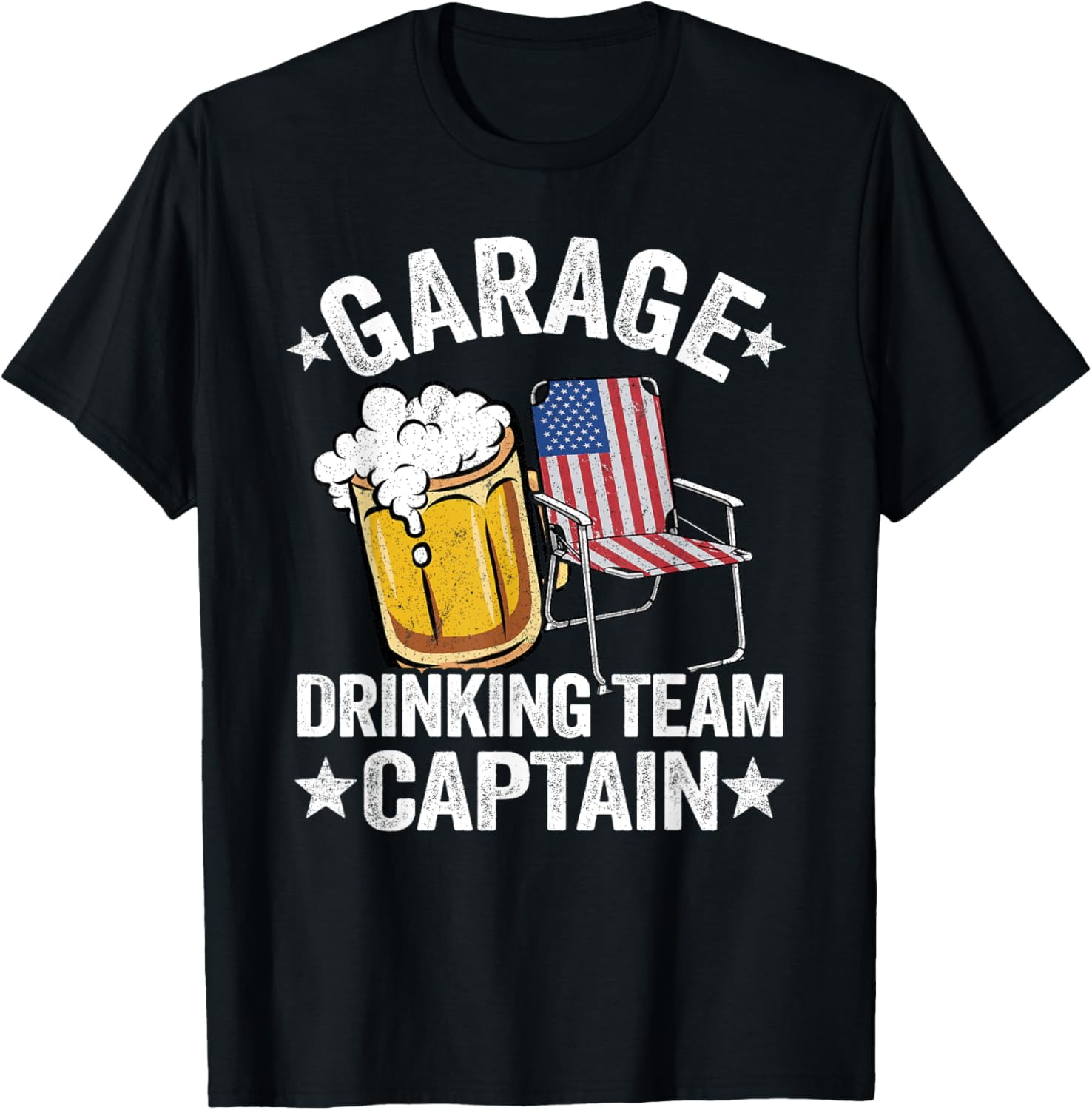 4th Of July Beer American Flag Garage Drinking Team Captain T-Shirt ...