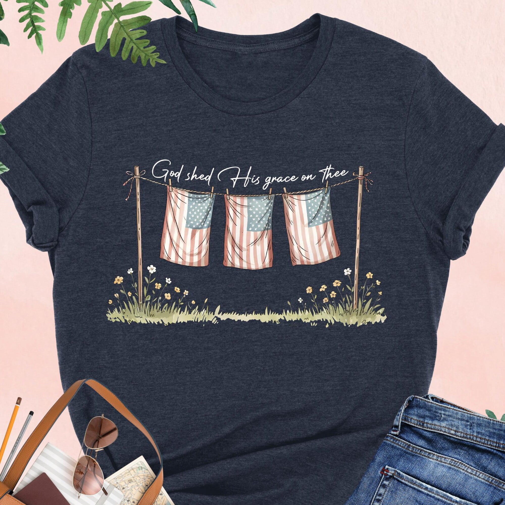 4th Of July Christian Shirt God Shed His Grace On Thee Bible Verse ...