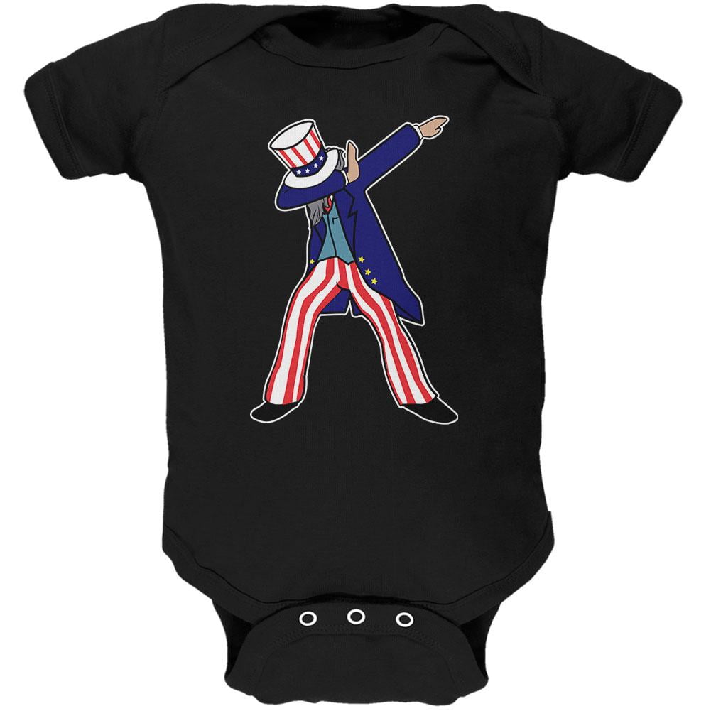 4th Of July Dabbing Uncle Sam Soft Baby One Piece Black 18-24 M ...