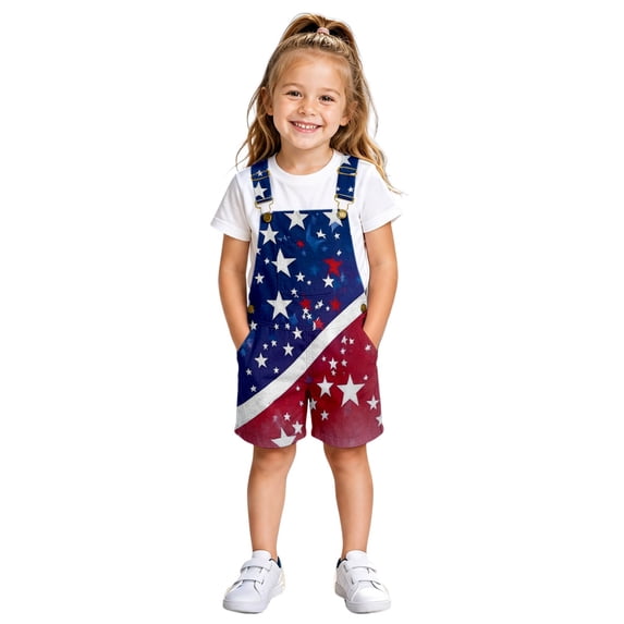 4th Of July Denim Overalls for Toddler American Flag Bibs Fourth ...
