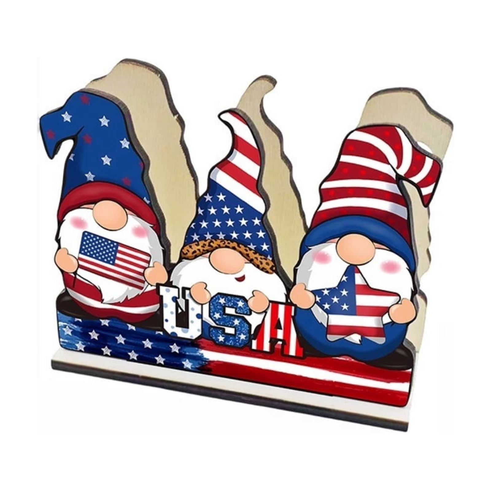 4th Of July Gnome Wooden Napkin Patriotic USA Table Decor Independence ...