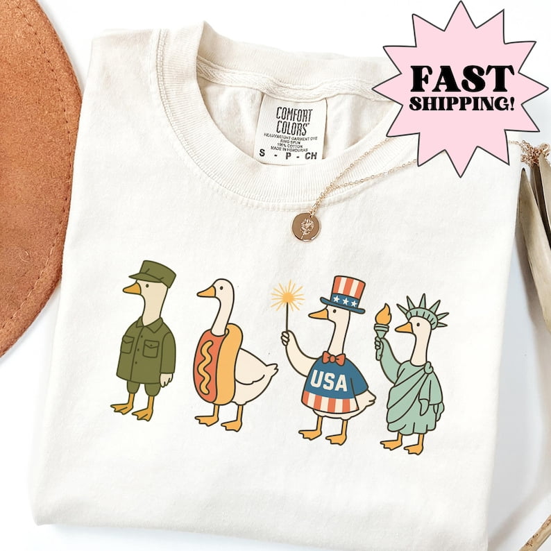 4th Of July Goose Tee - USA Classic American Flag Funny Goose Shirt ...