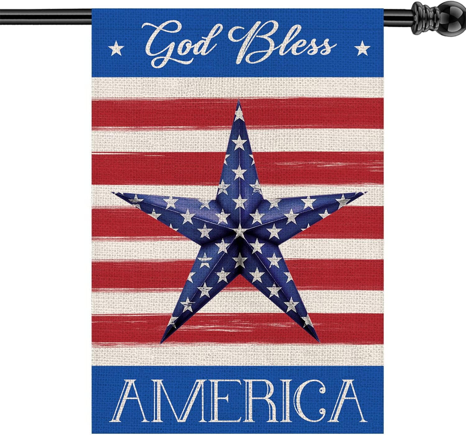 4th Of July House Flag God Bless Flags Double Sided Vertical Burlap ...
