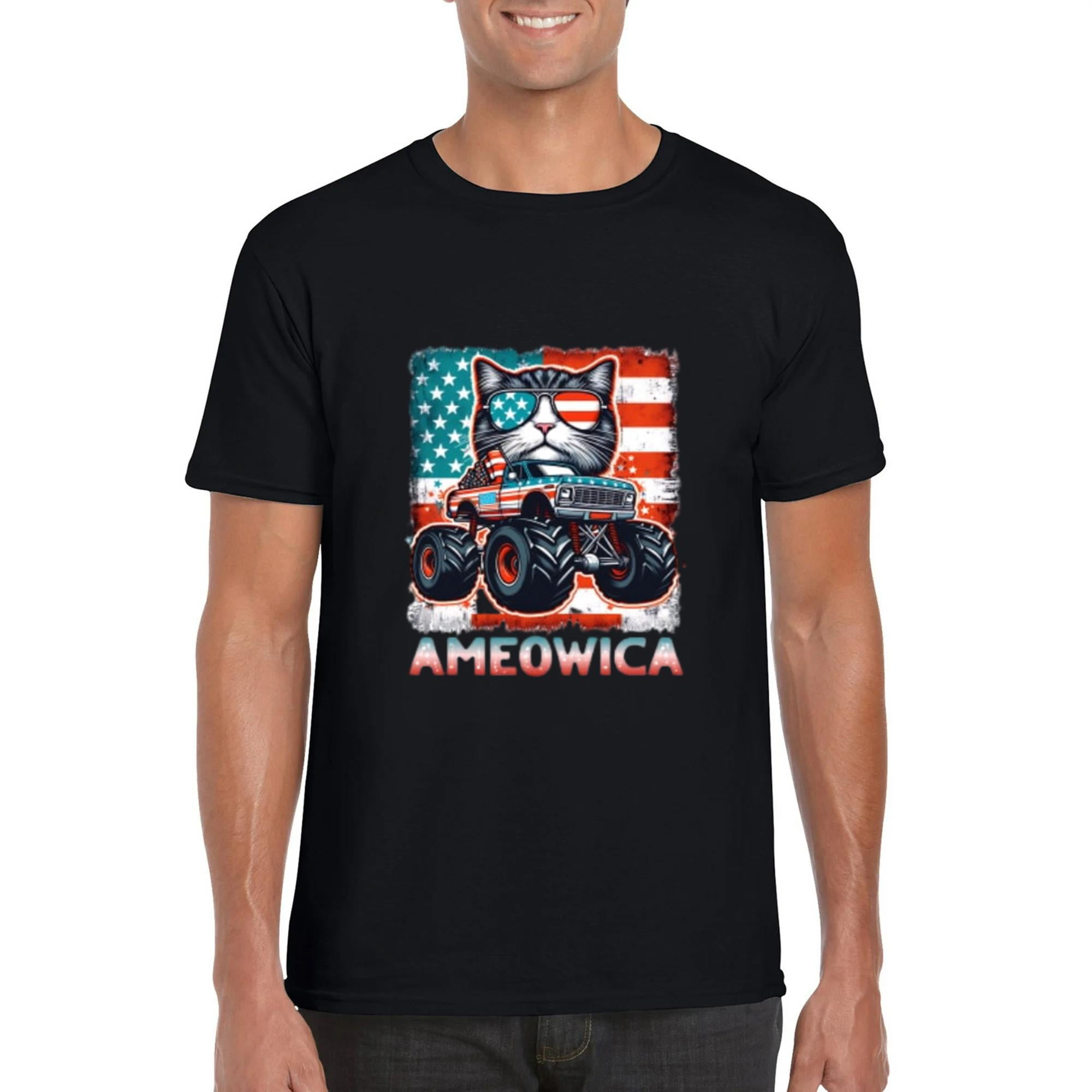 4th Of July Independence Monster Truck Cat Lovers 2025 T-Shirt, for men & women, up to size 5XL ...
