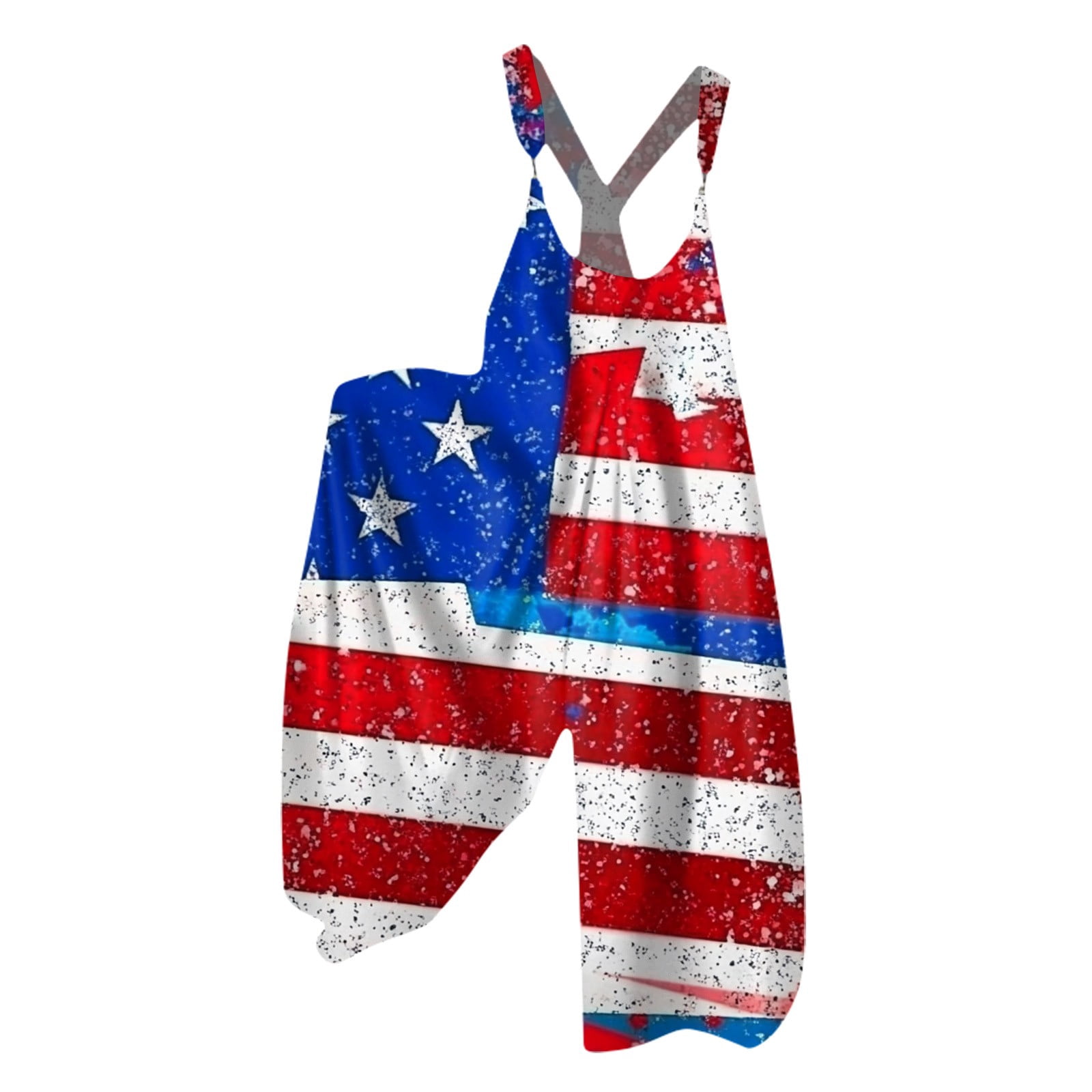 4th Of July Jumpsuitss Women Patriotic Graphic Stripe Wide Leg ...