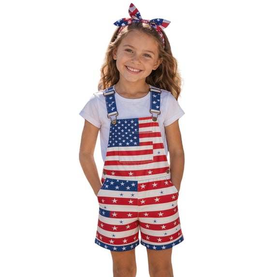 4th Of July Kids Overalls American Flag Bibs Fourth Patriotic Outfits ...