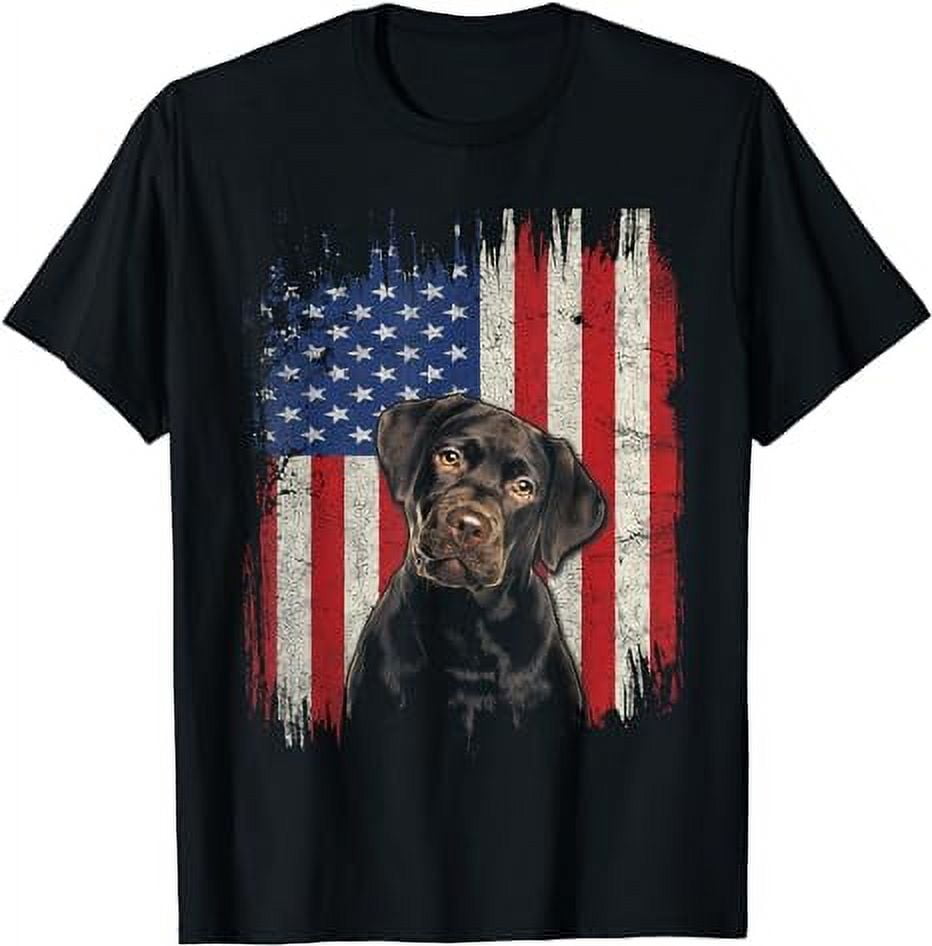 4th Of July Labrador American Flag Patriotic Chocolate Lab T-Shirt ...