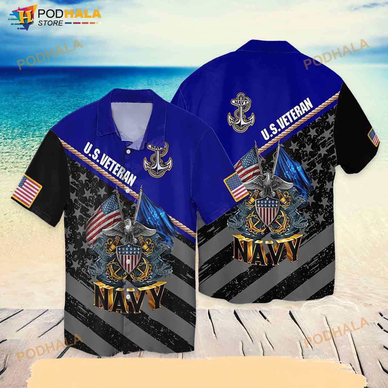 4th Of July Memorial Day Veteran American Flag Eagle Navy Hawaiian ...