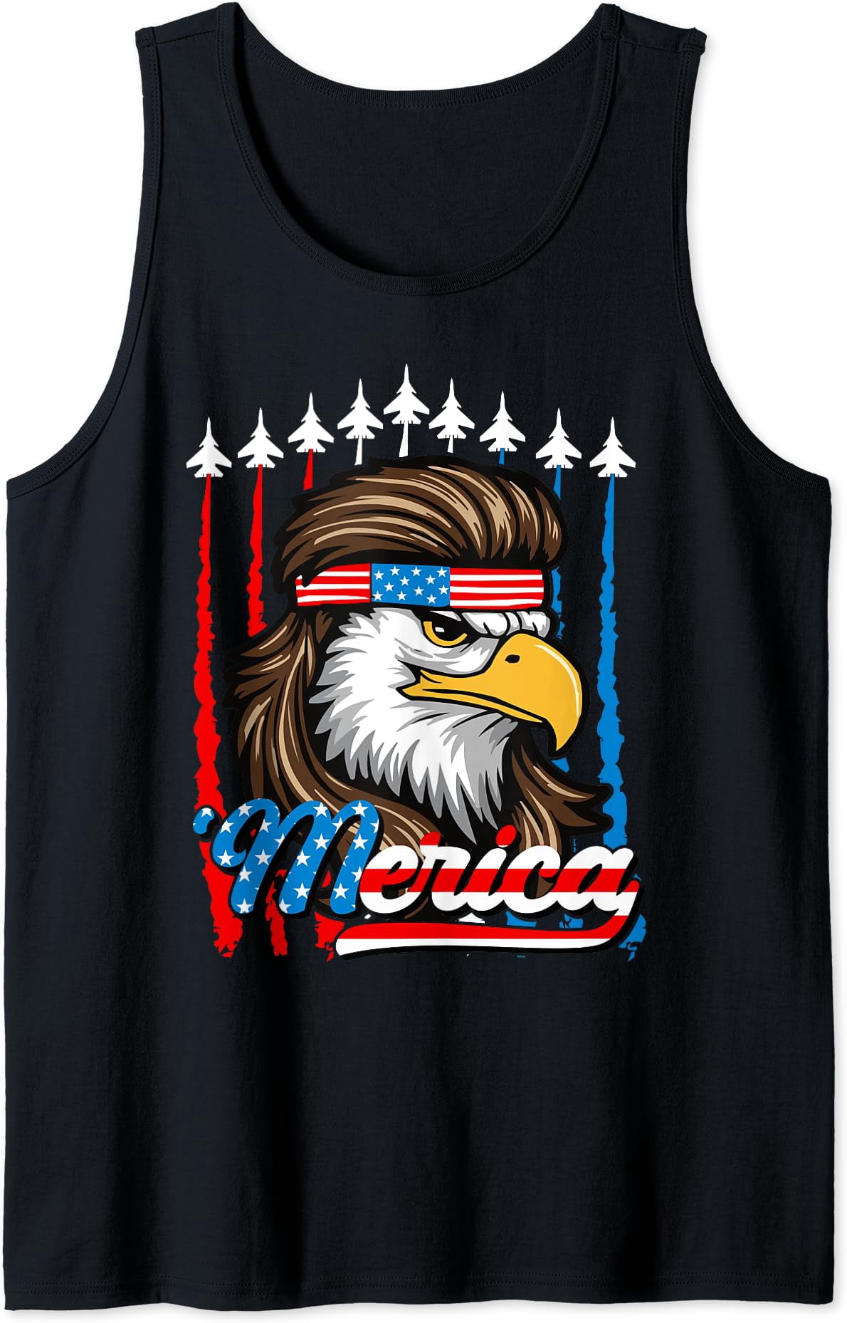 4th Of July Merica USA Flag Bald Eagle Patriotic Fighter Jet Tank Top ...