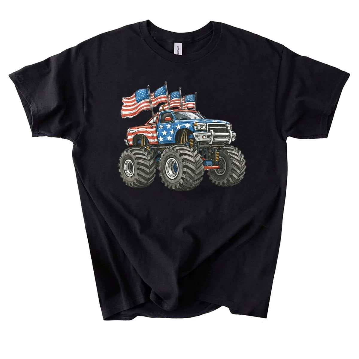 4th Of July Monster Truck T-Shirt - All American Flag Tee, Farmhouse ...