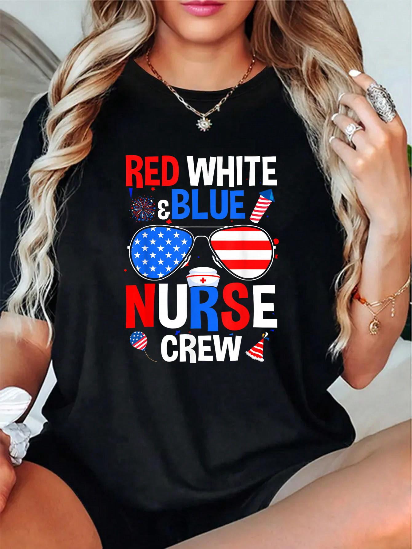 4th Of July Nurse Crew Scrub Tops Nurses Matching T-Shirt - Walmart.com