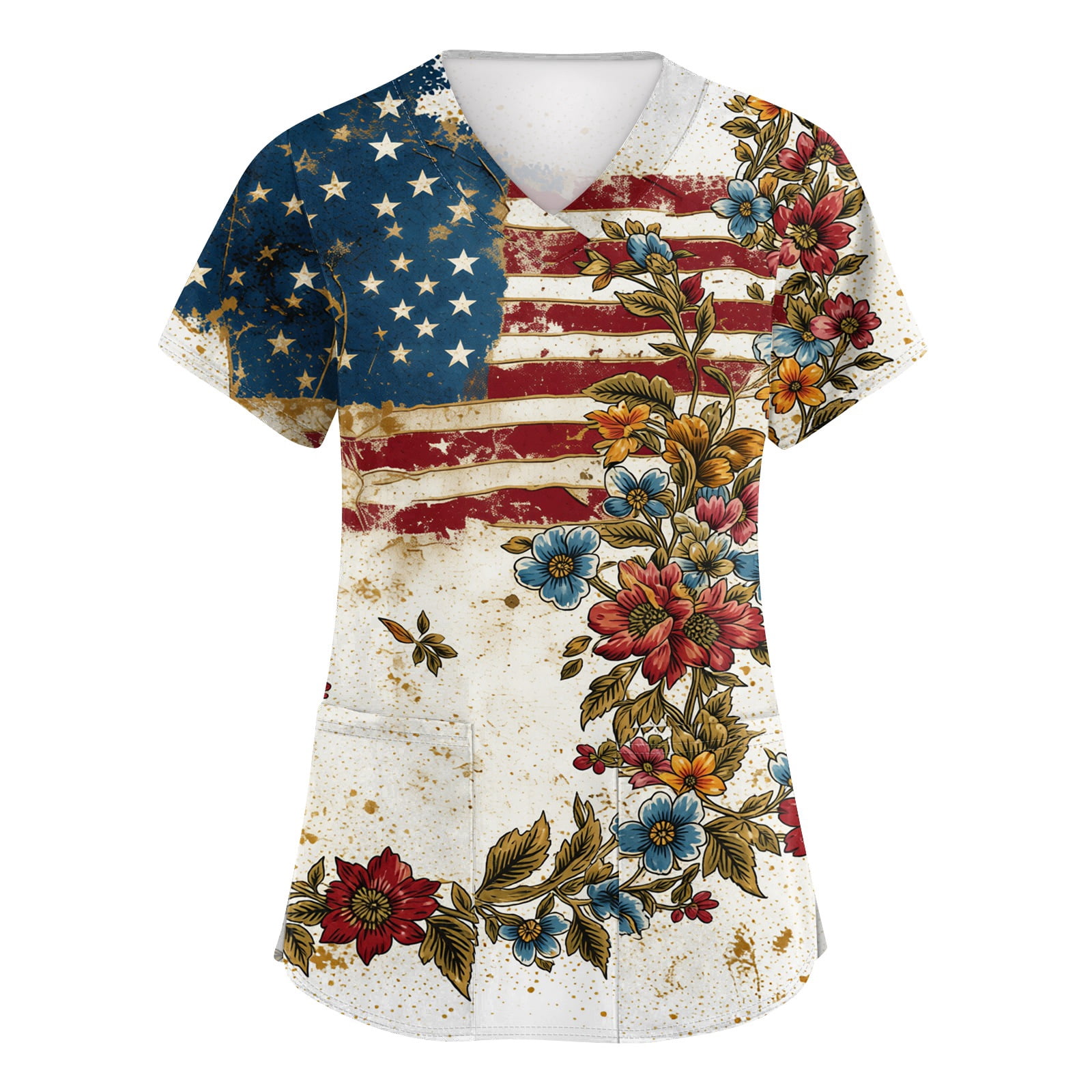 4th Of July Nursing Scrub Tops for Women 250th Anniversary Usa Flag ...