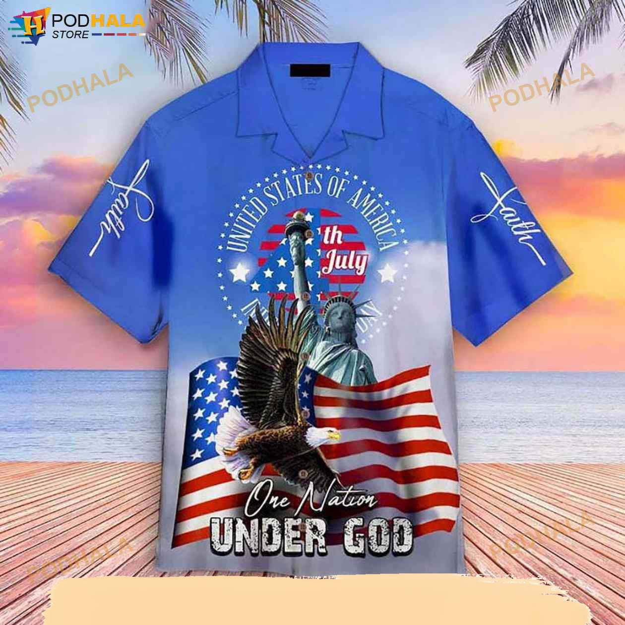 4th Of July One Nation Under God Independence Day 3D Funny Hawaiian ...