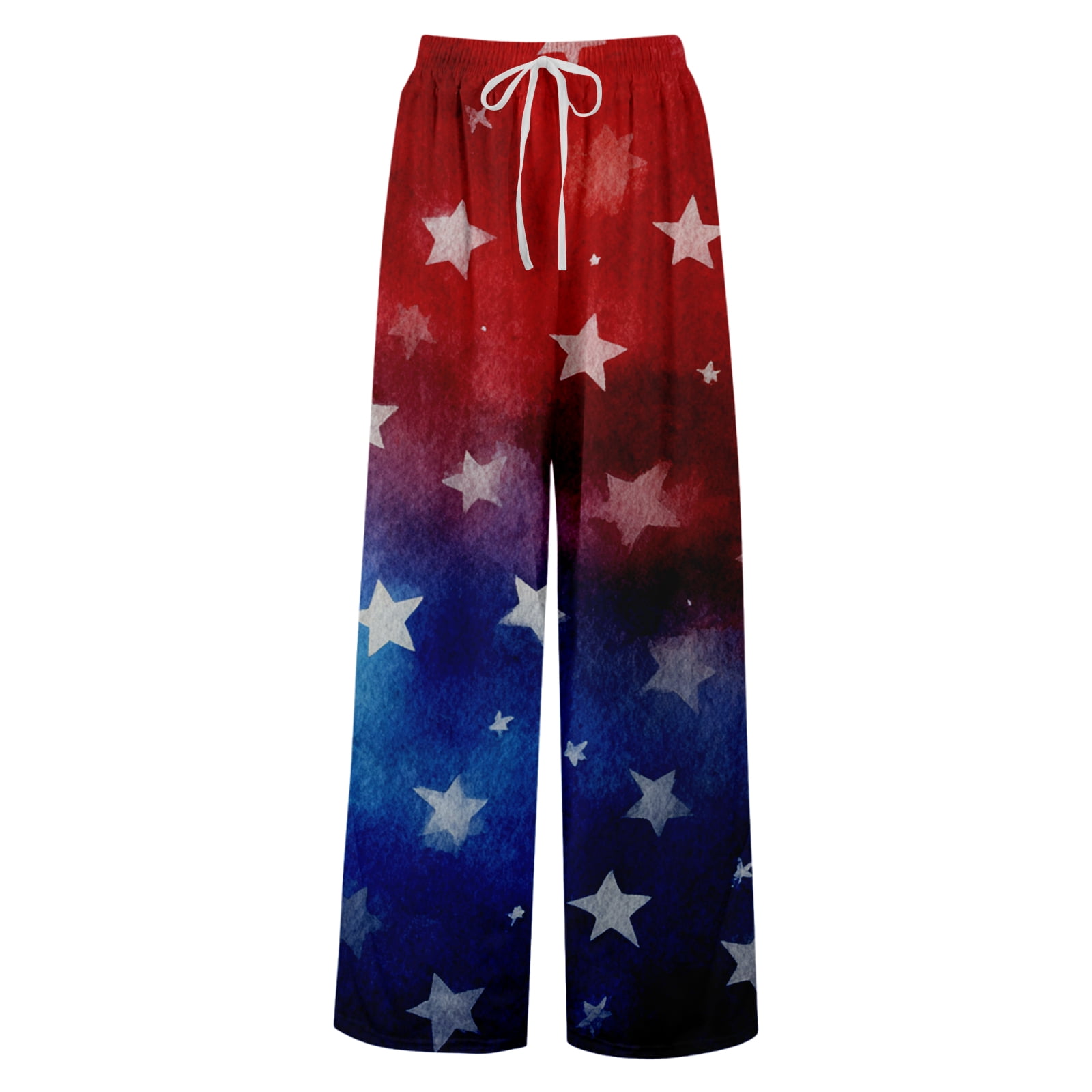 4th Of July Pants for Women Patriotic American Flag Print Elastic High ...