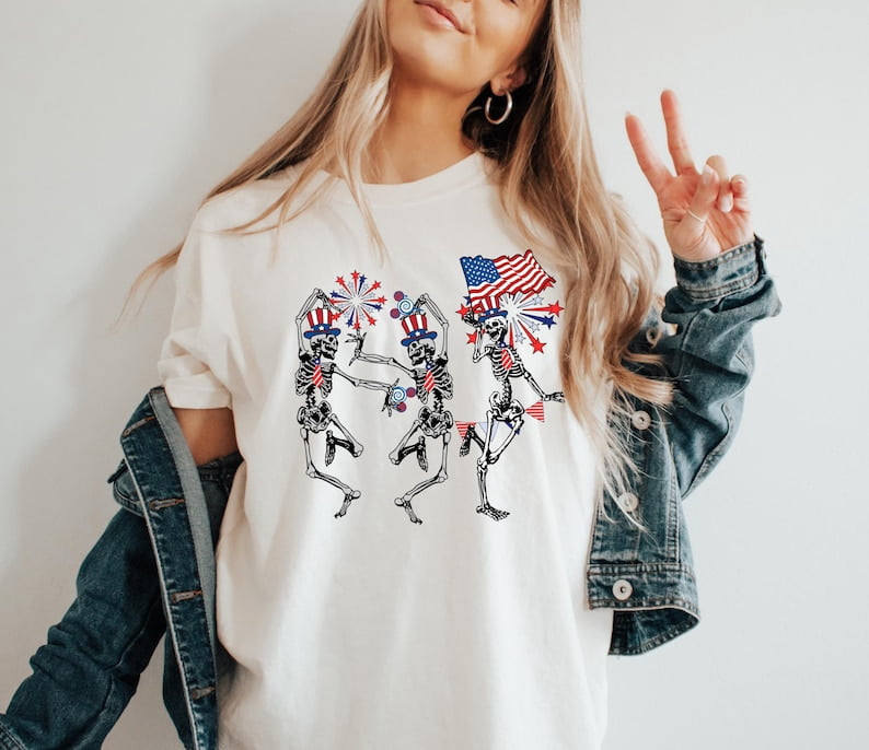 4th Of July Party Shirt - 4th Of July Skeleton Shirt - Dancing Skeleton ...
