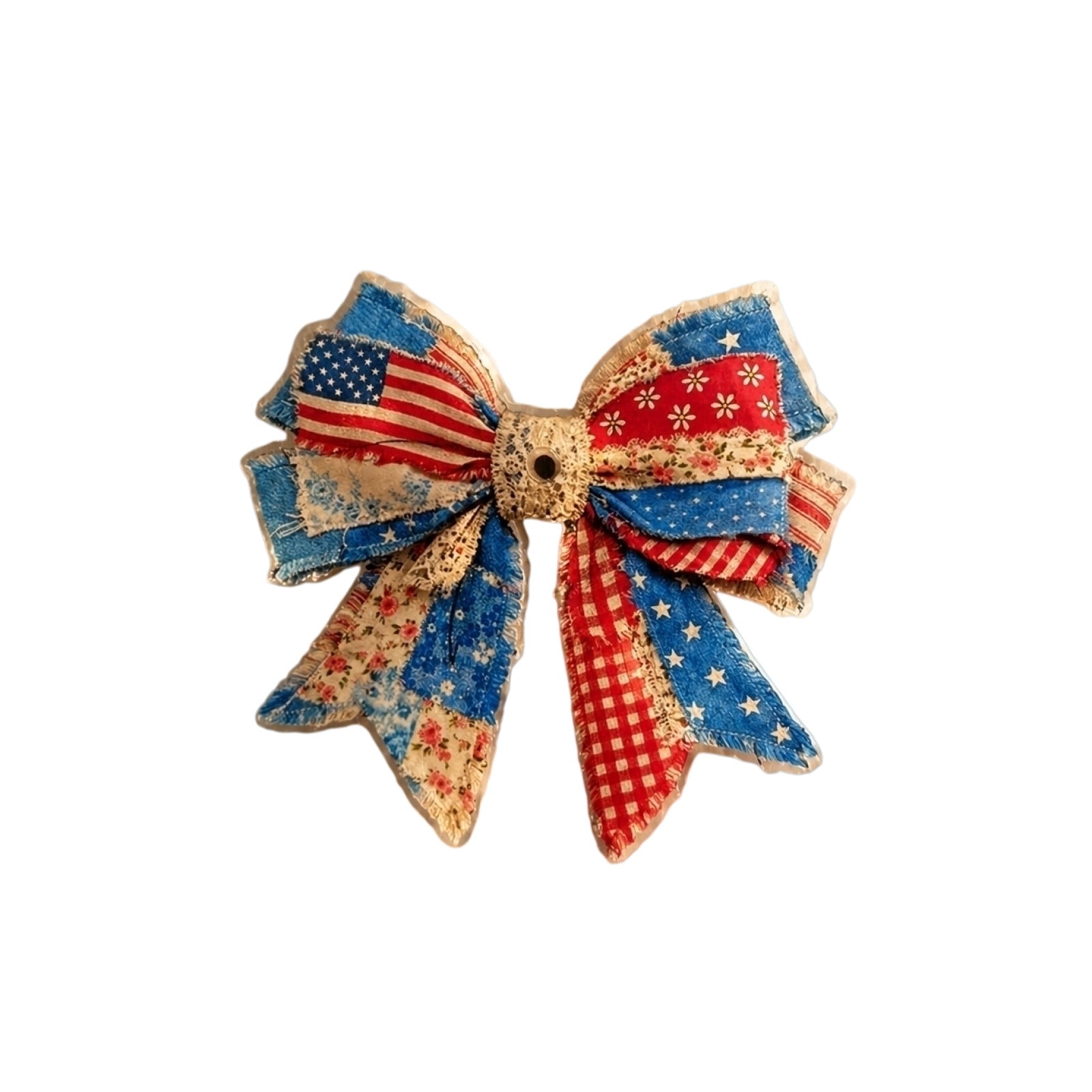 4th Of July Patchwork Bow Independence Day Ribbon Decor Patriotic Red ...