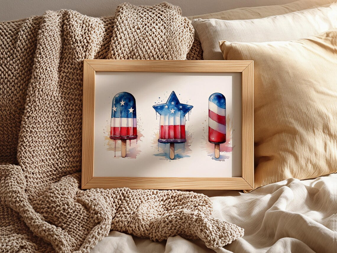 4th Of July Patriotic Popsicle Red White Blue Americana Summer Kitchen ...