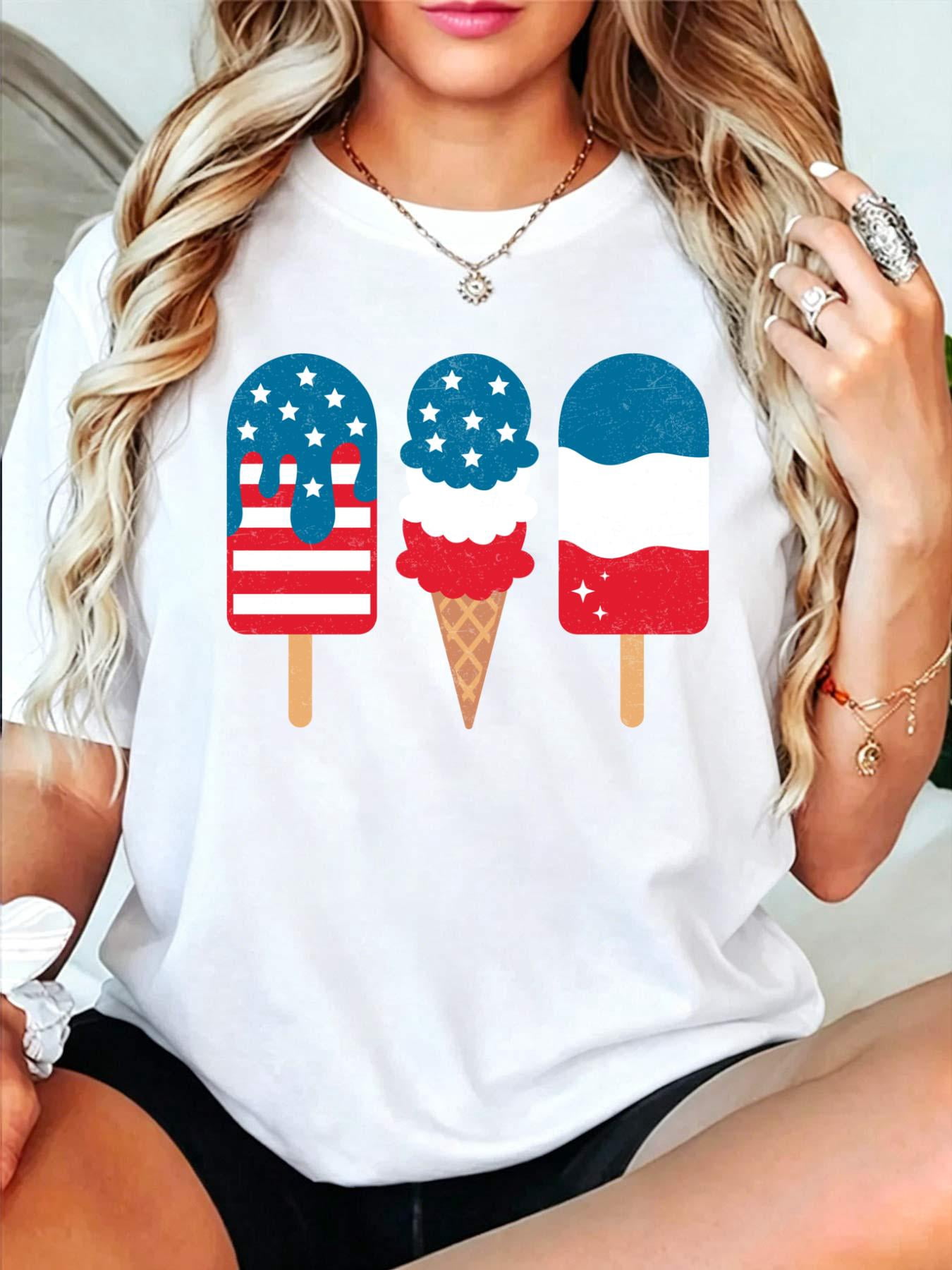 4th Of July Popsicle Red White Blue American Flag Patriotic T-Shirt ...