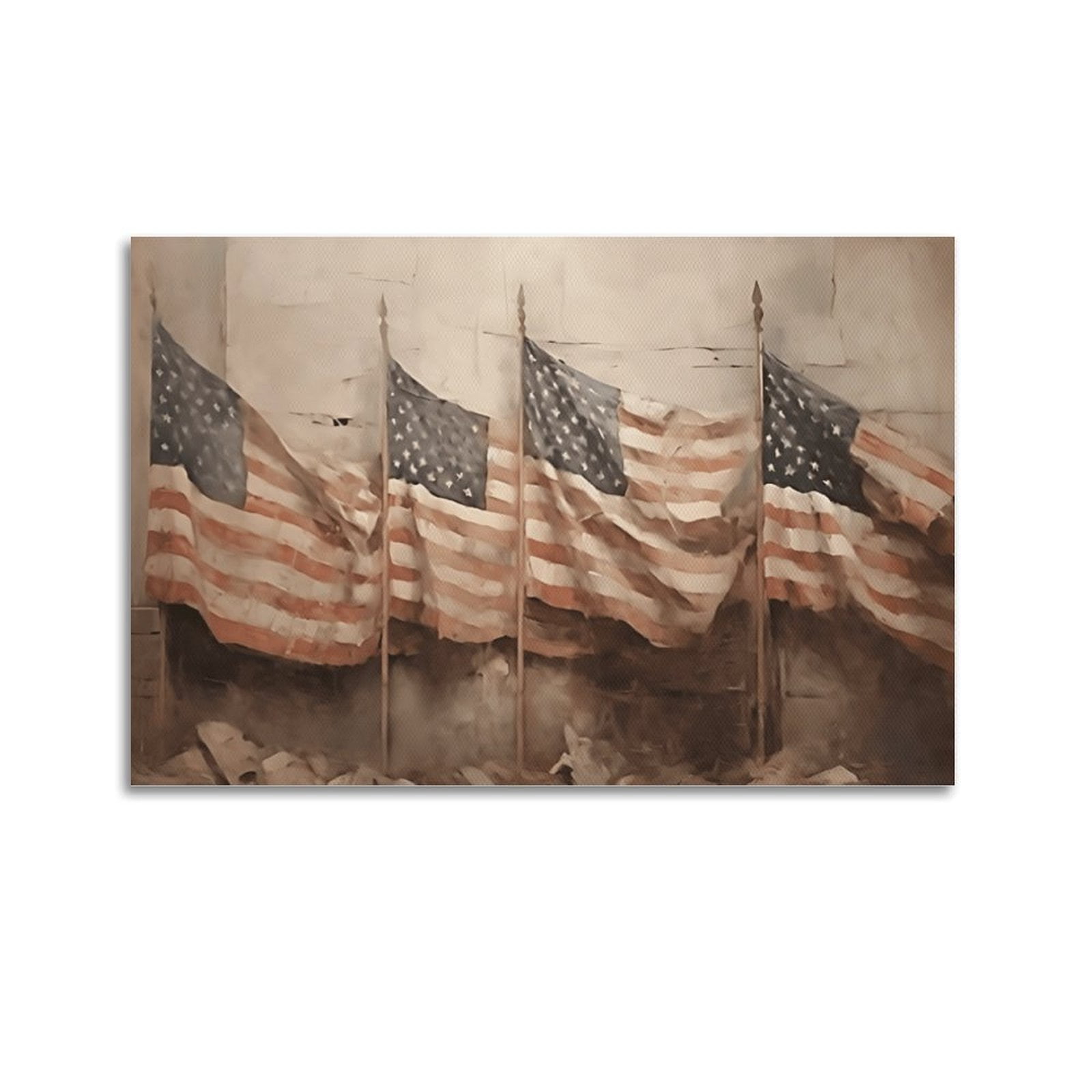 4th Of July Rustic Patriotic Oil Painting, 4th Of July American Flag ...