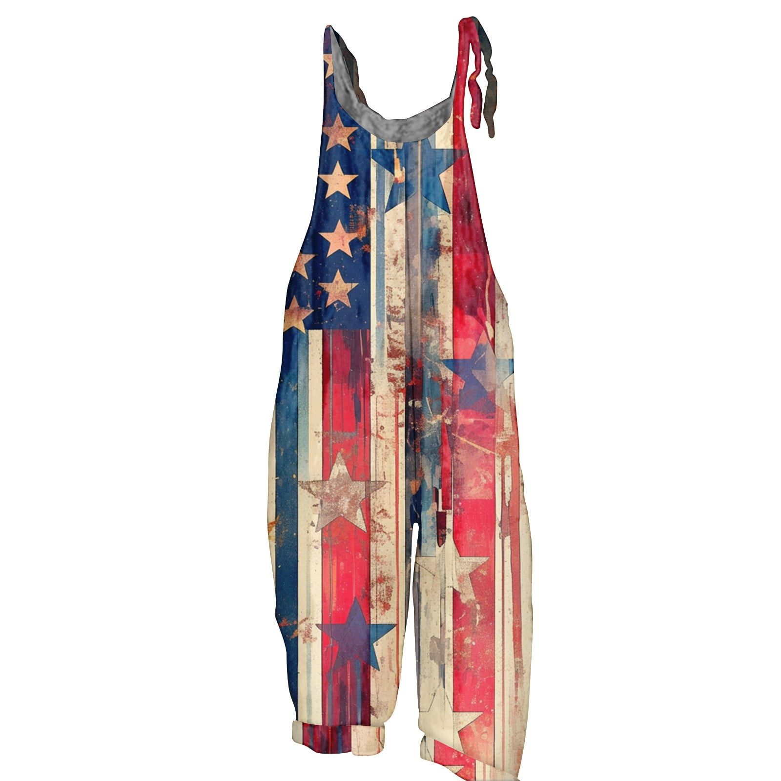 4th Of July Shirts for Women American Flag Summer Pants Wide Leg Rompers Stars Stripe Jumpsuit ...