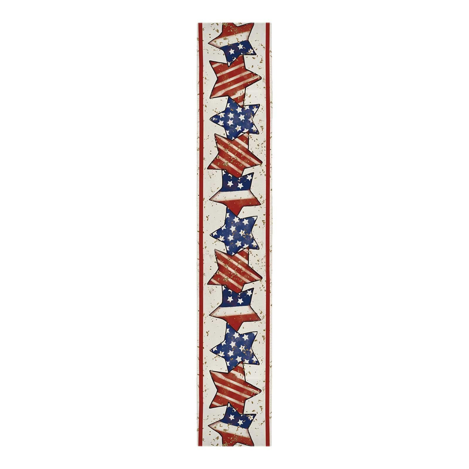 4th Of July Table Runner America Flag Stripe Patriotic Table Runners ...