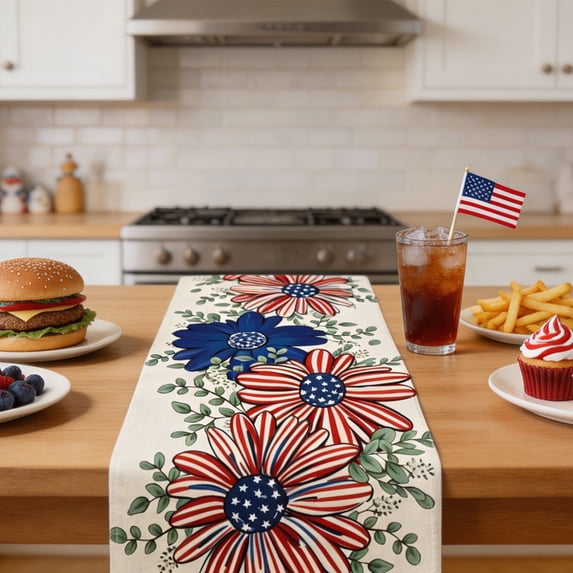 4th Of July Table Runner, Flag Tablecloth for Home Kitchen Dining Room ...