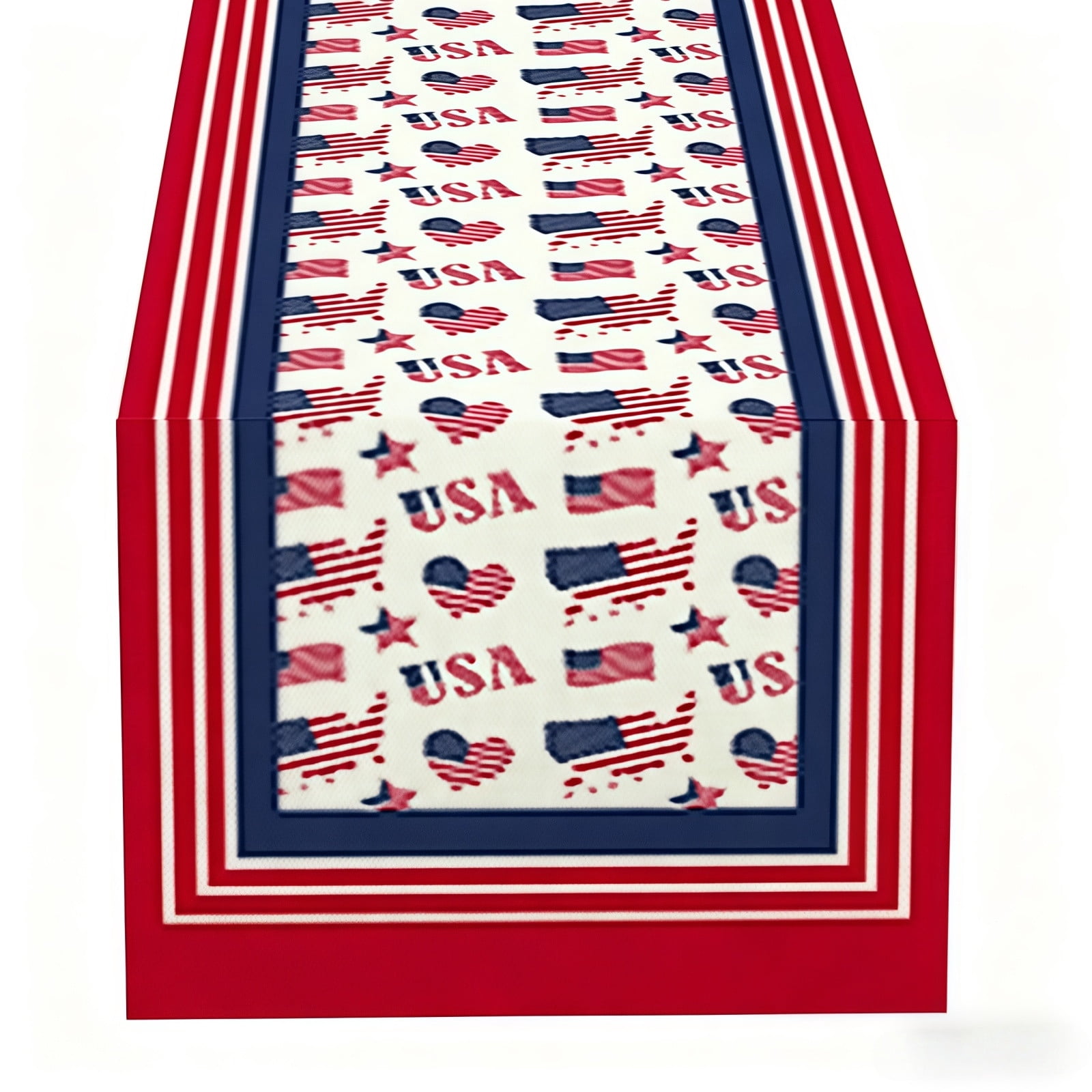 4th Of July Table Runner Independence Day Patriotic Decor Flag Striped ...