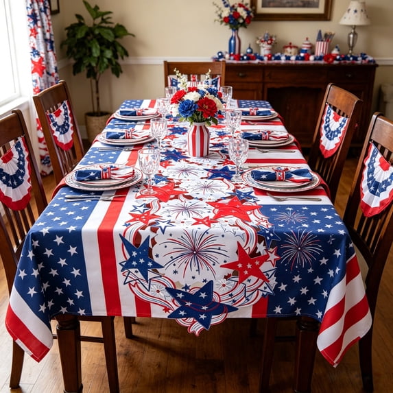 4th Of July Table Runner Patriotic Red White Blue Star Table Runner ...