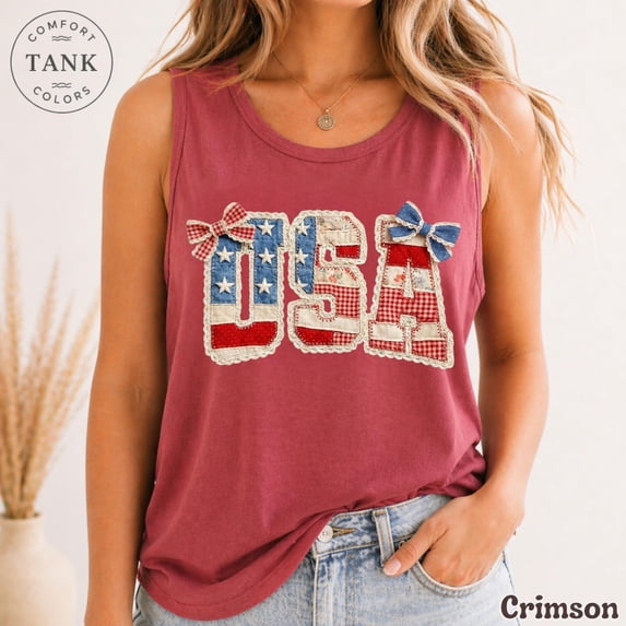 4th Of July Tank Top Women Patriotic USA Tank Red White Blue Outfit ...