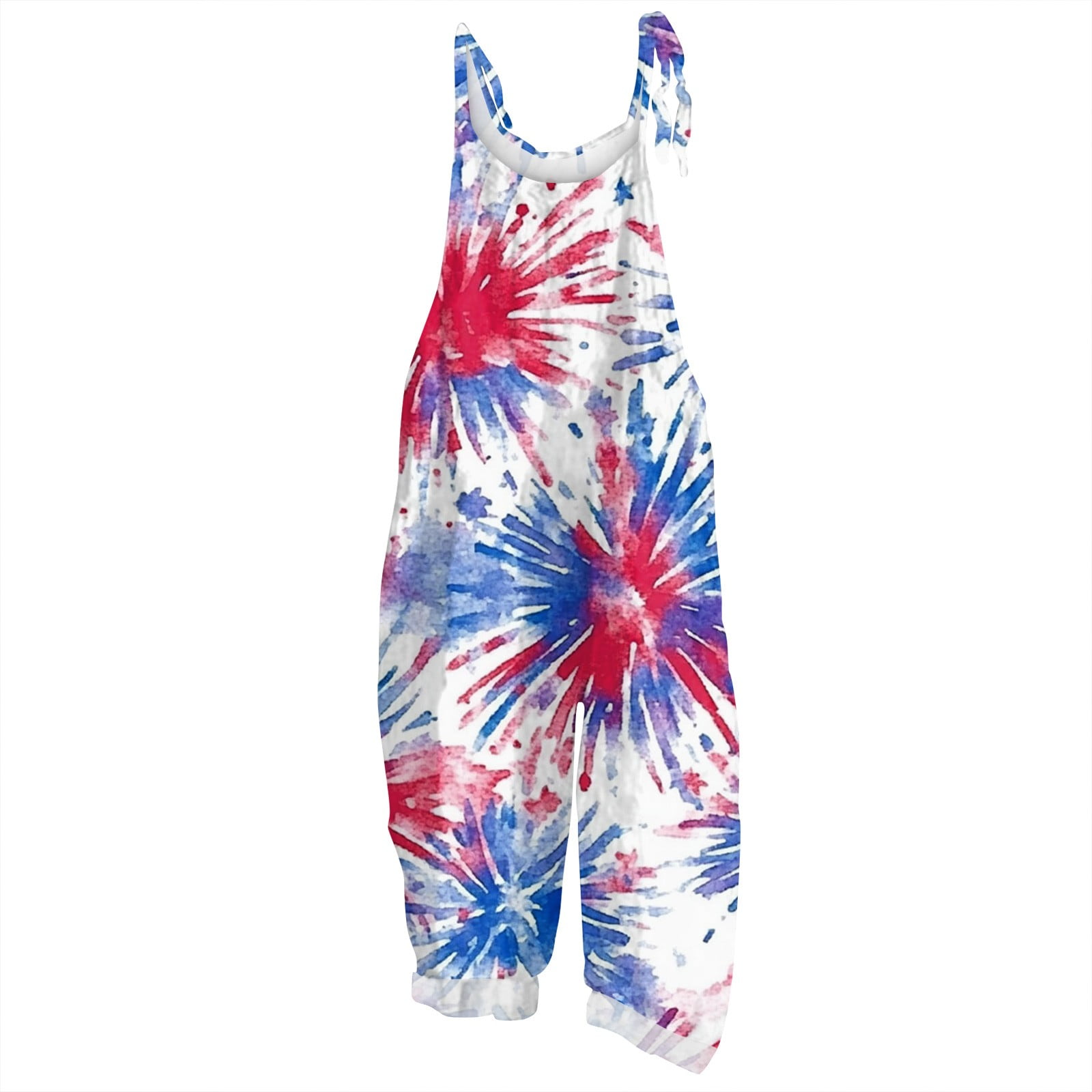 4th Of July Tops for Women Usa Flag Jumpsuit Square-Neck Rompers Loose ...