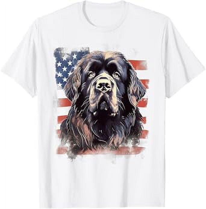 4th Of July US Flag Landseer Newfoundland Dog T-Shirt - Walmart.com
