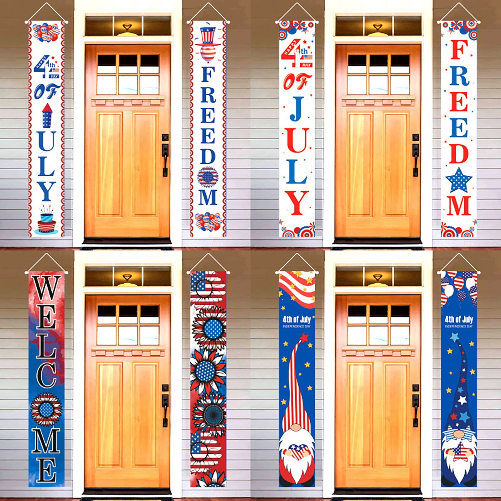 4th Of July Welcome Porch Sign Memorial Day Banner Decorations ...