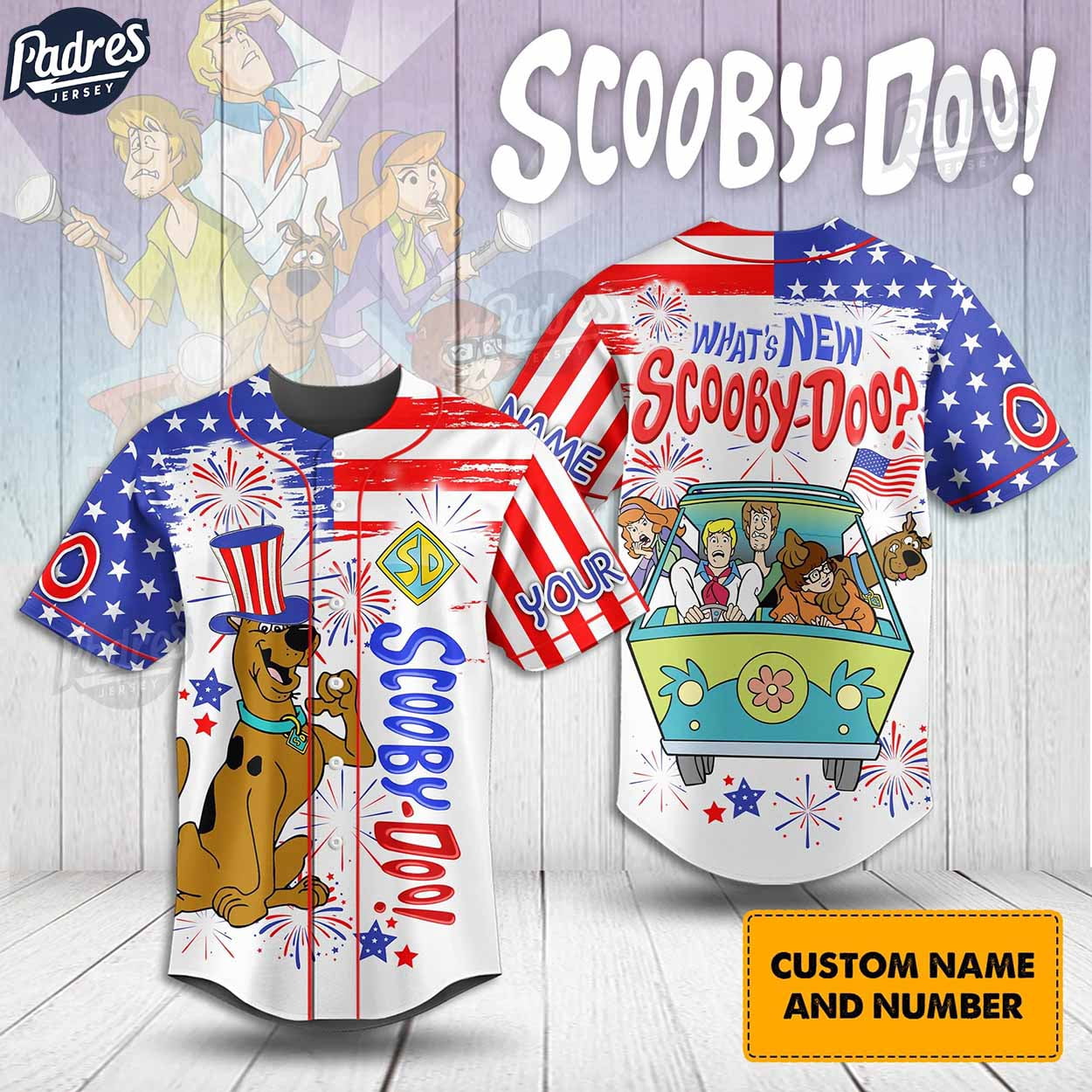 4th Of July What New Scooby-Doo Custom Baseball Jersey - Walmart.com