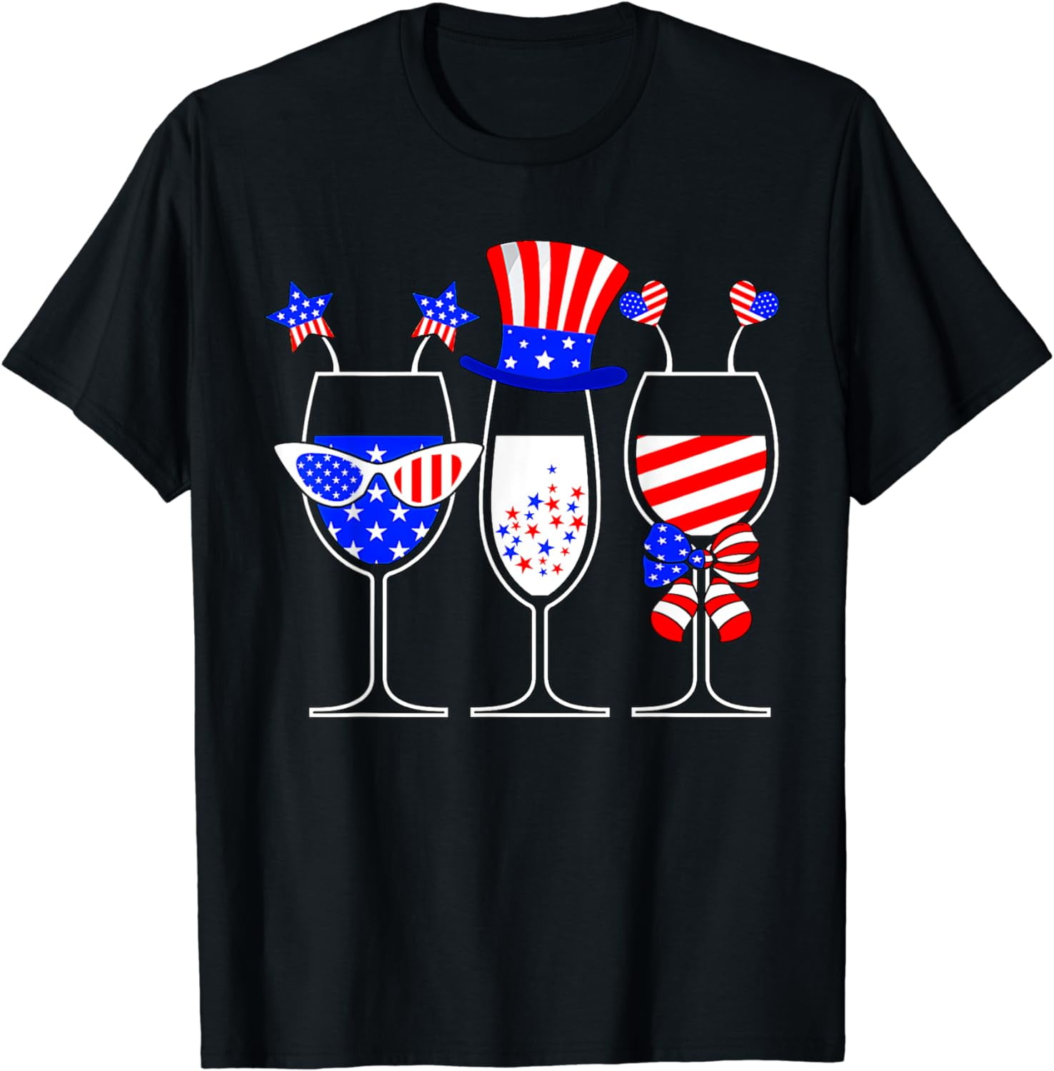 4th Of July Wine Glasses Independence Day American Flag T-Shirt - Walmart.com